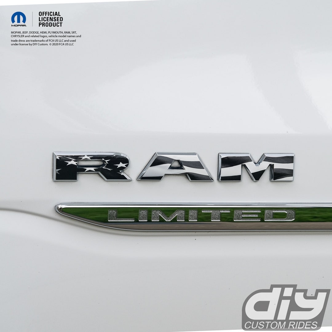 RAM Door Emblem Overlay Decals L&R GRAYSCALE American Flag - Etsy