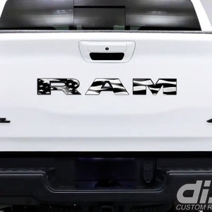 RAM Tailgate Emblem Overlay Decals Grayscale American Flag Fits 2009 ...