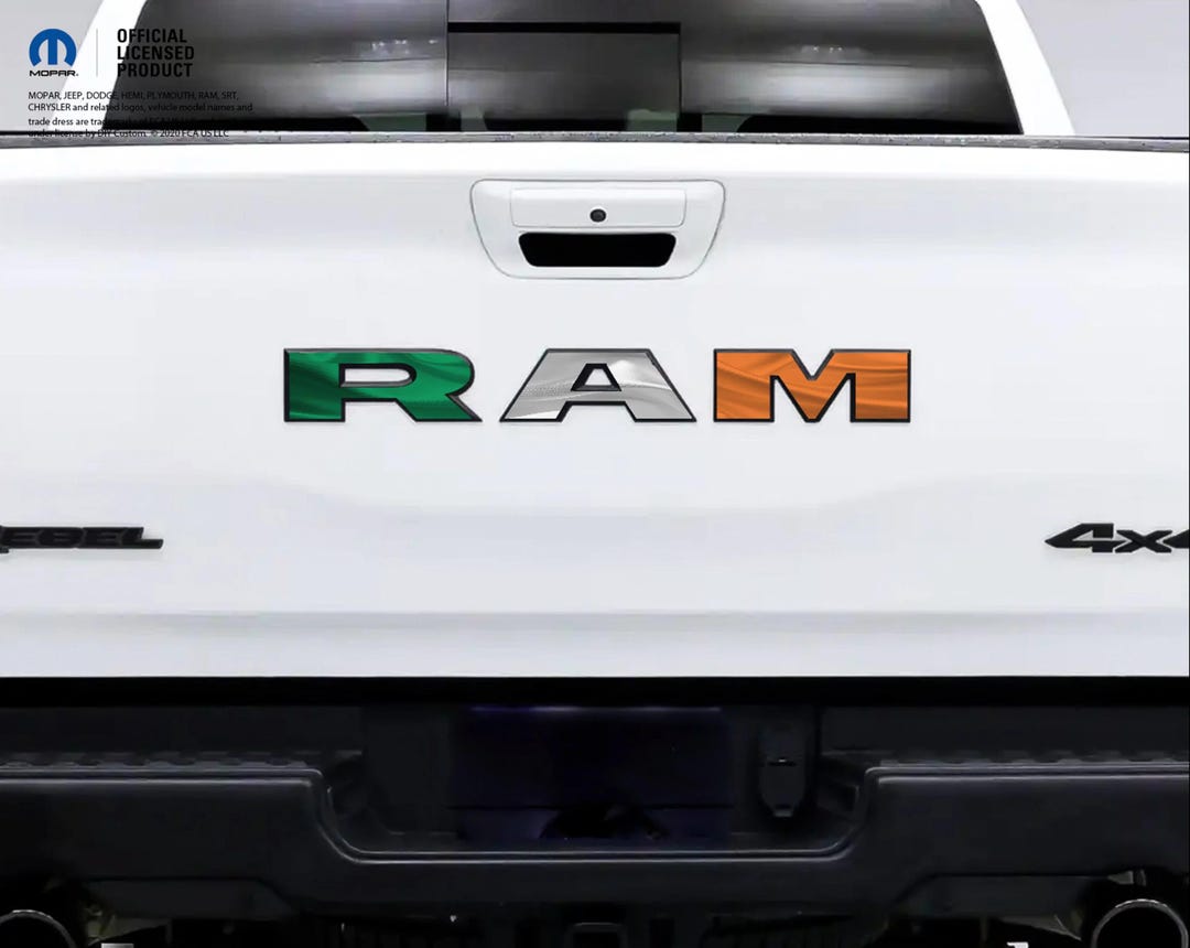 RAM Tailgate Letters Overlay Decals Irish (ireland) Flag Fits 2009-2025 ...