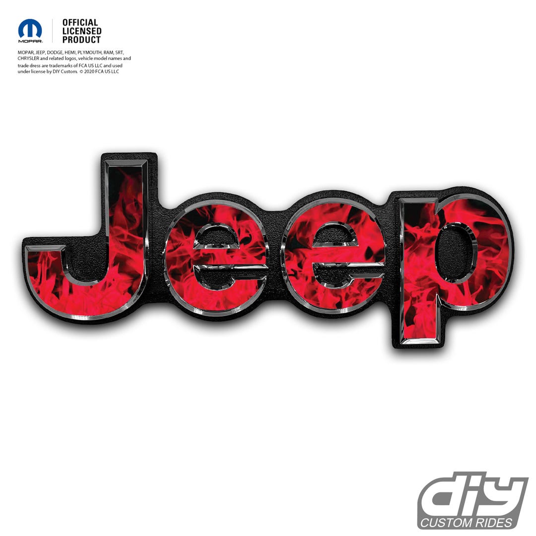 Jeep Emblem Overlay Decals Red Flames - Etsy
