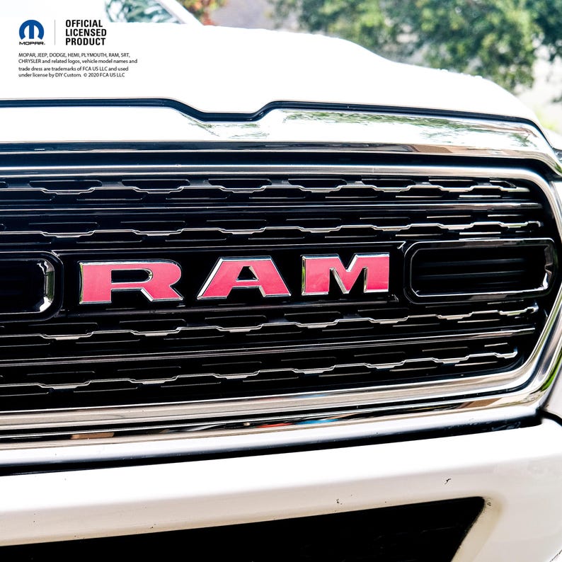 RAM Grill Emblem Overlay Decals FLUORESCENT HOT Pink Fits 2009-2026 ...