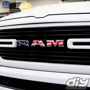 RAM Grill Emblem Overlay Decals WAVING AMERICAN Flag Fits 2009-2025 ...