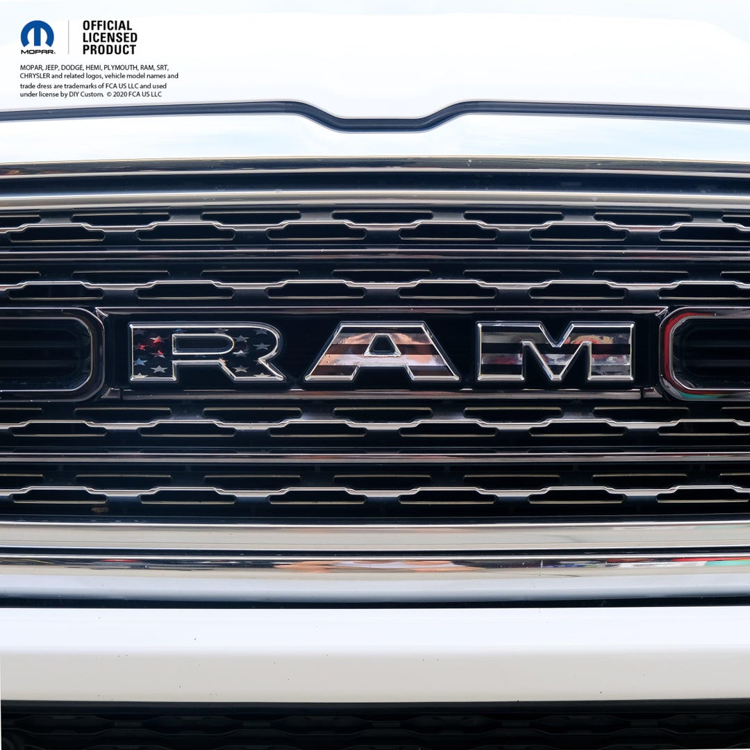 Chrome RAM Emblem Overlay Decals BLACK & WHITE American Flag - Etsy
