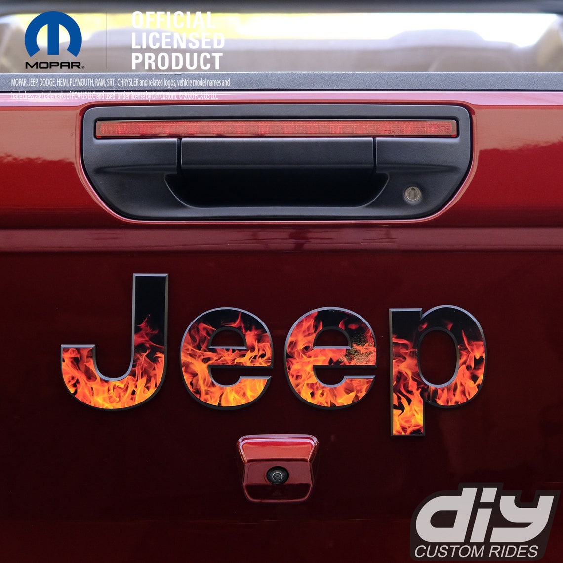 Jeep Gladiator Tailgate Emblem Overlay Decals real Fire - Etsy