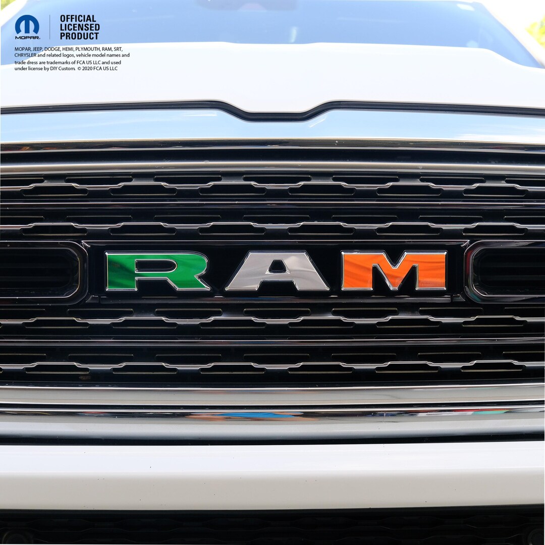 RAM Grill Emblem Overlay Decals WAVING IRELAND Irish Flag Fits 2009 ...