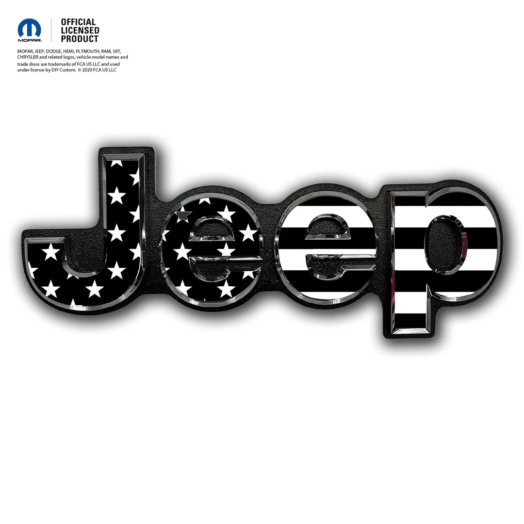 Jeep Emblem Overlay Decals Basic Black & White American Flag - Etsy