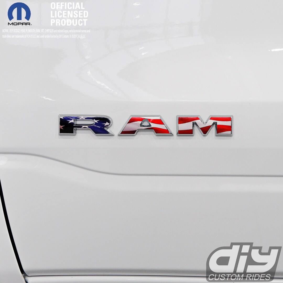 RAM Door X2 Emblem Overlay Decals AMERICAN FLAG Fits 2019-2025 Ram ...
