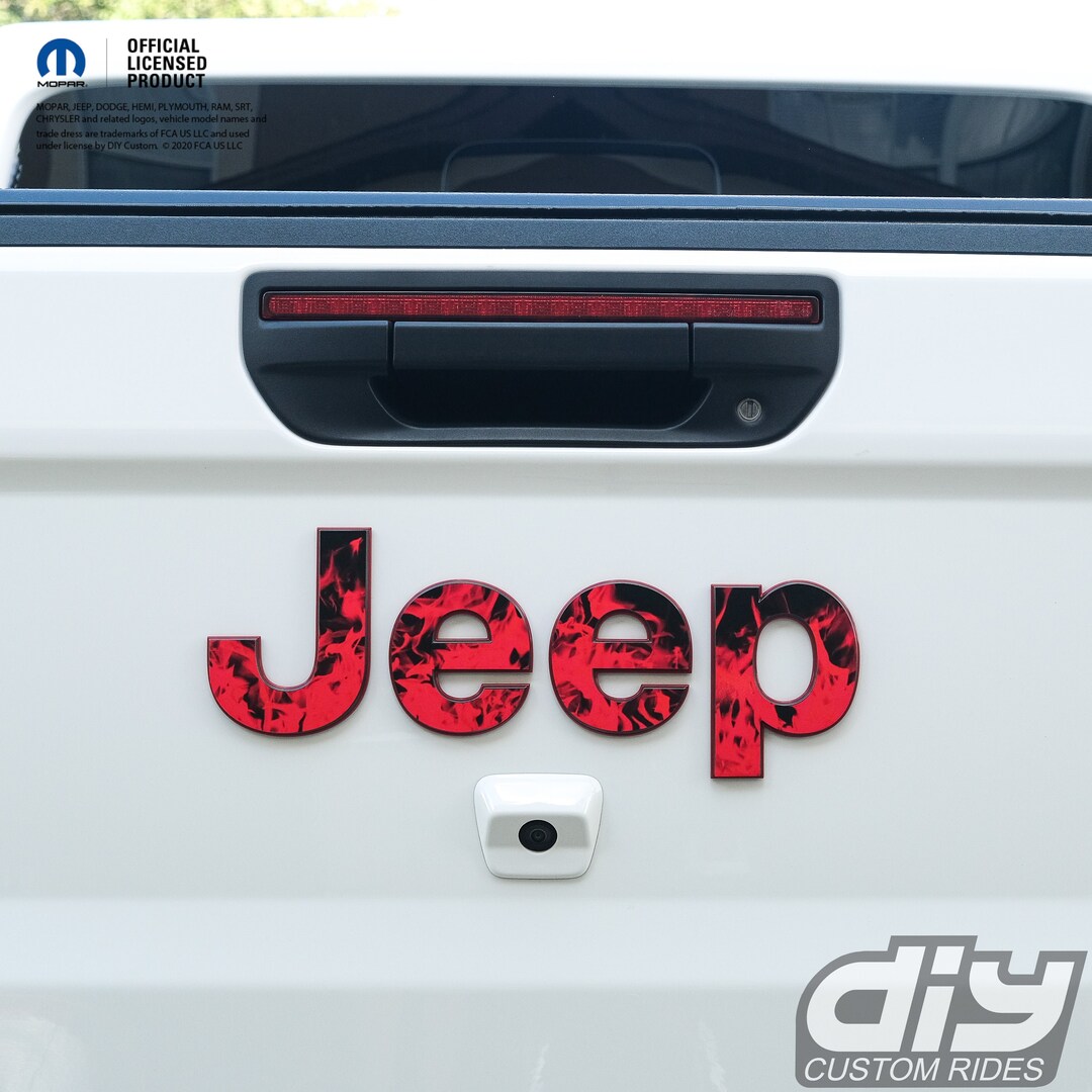 Jeep Gladiator Tailgate Emblem Overlay Decals Red Flames Fits 2020 - Etsy