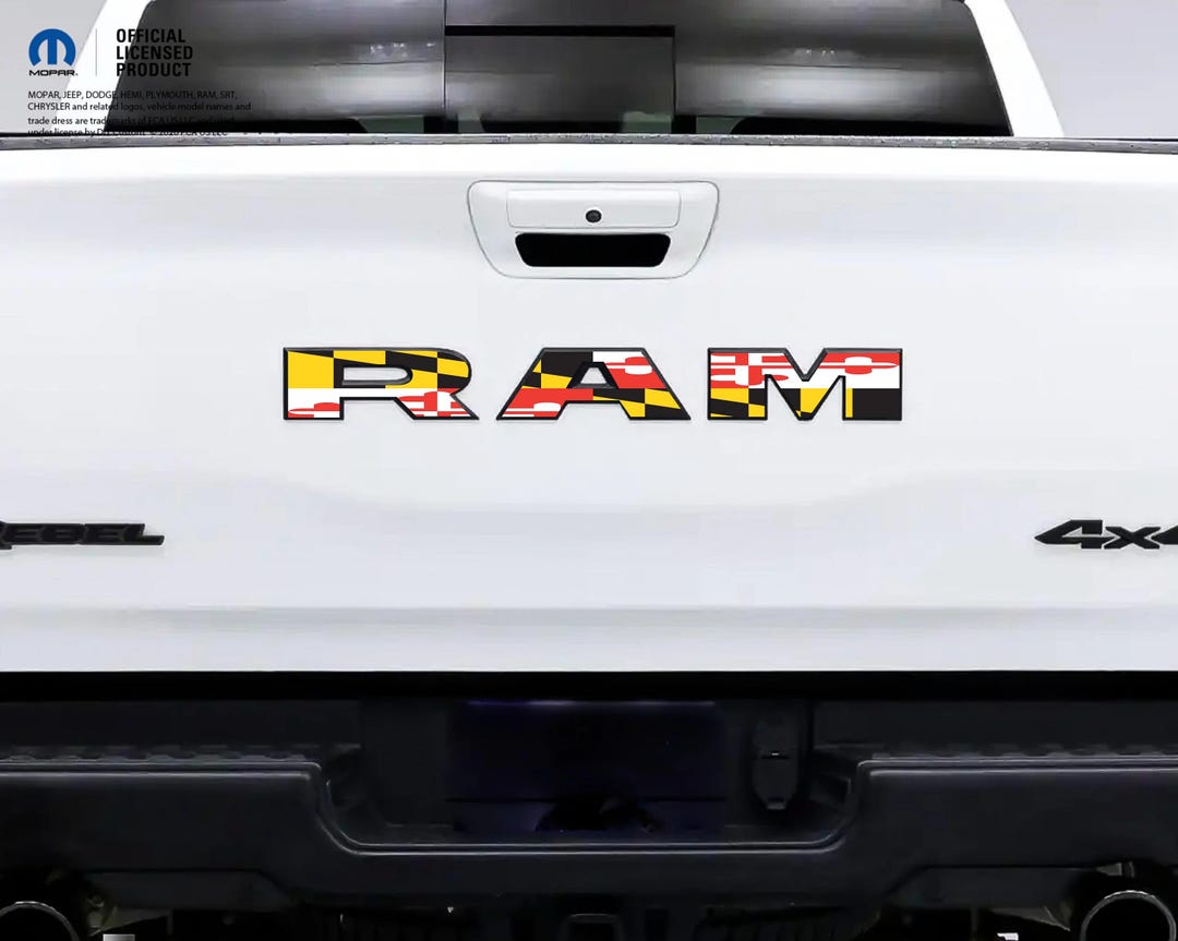 1500 RAM Tailgate Letters Overlay Decals Maryland Flag Fits 2009-2025 ...
