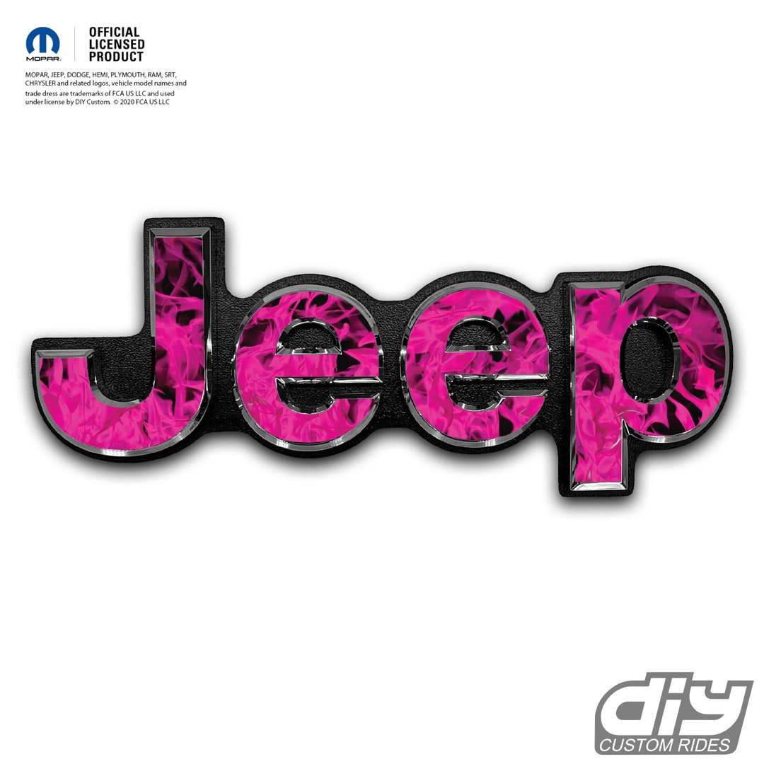 Jeep Emblem Overlay Decals Pink Flames - Etsy