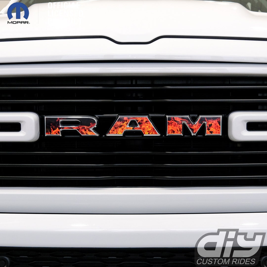 RAM Grill Emblem Overlay Decals REAL FIRE Flames Fits 2009-2024 1500 ...
