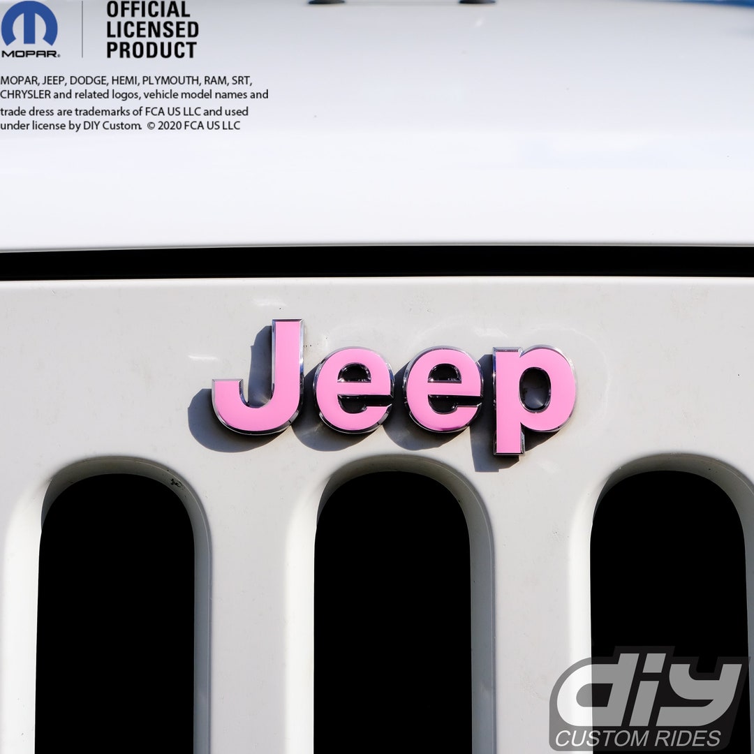 Jeep Wrangler JK Grill Emblem Overlay Decals Satin Soft Pink Fits 2007 ...
