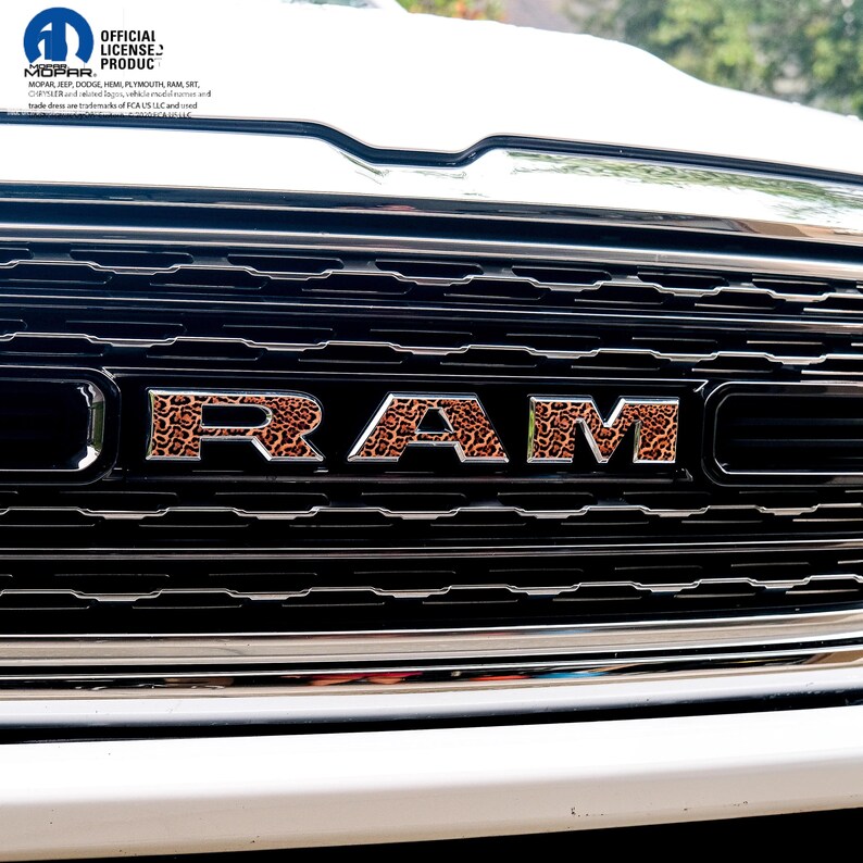 RAM Grill Emblem Overlay Decals LEOPARD PRINT Fits 2009-2025 1500-5500 ...