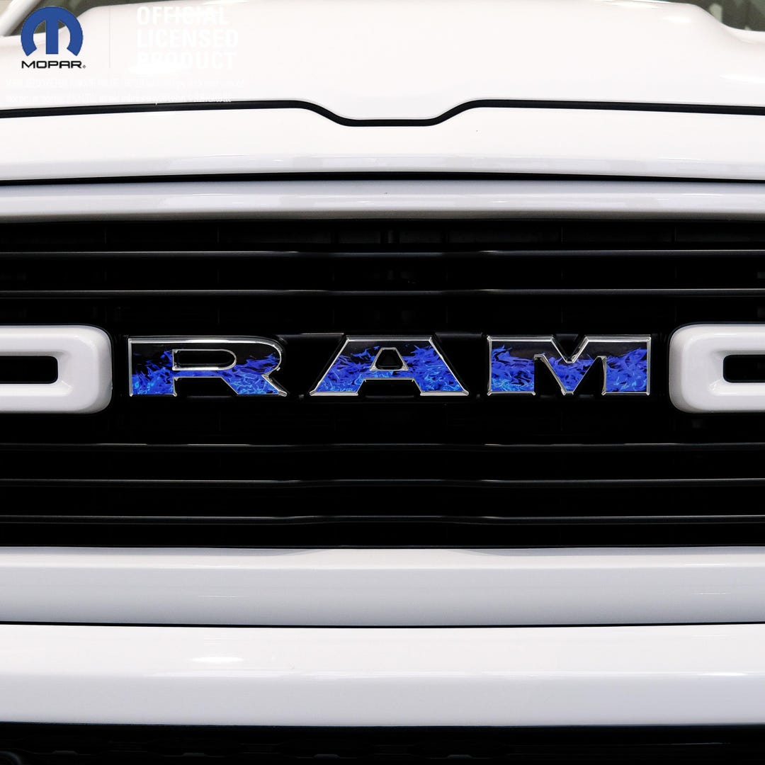 RAM Grill Emblem Overlay Decals BLUE FLAMES Fits 2009-2025 1500-5500 - Etsy