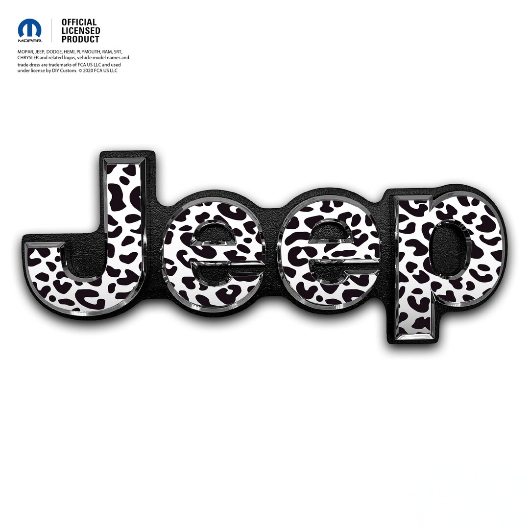 Jeep Emblem Overlay Decals - Black & White Leopard Print - Etsy
