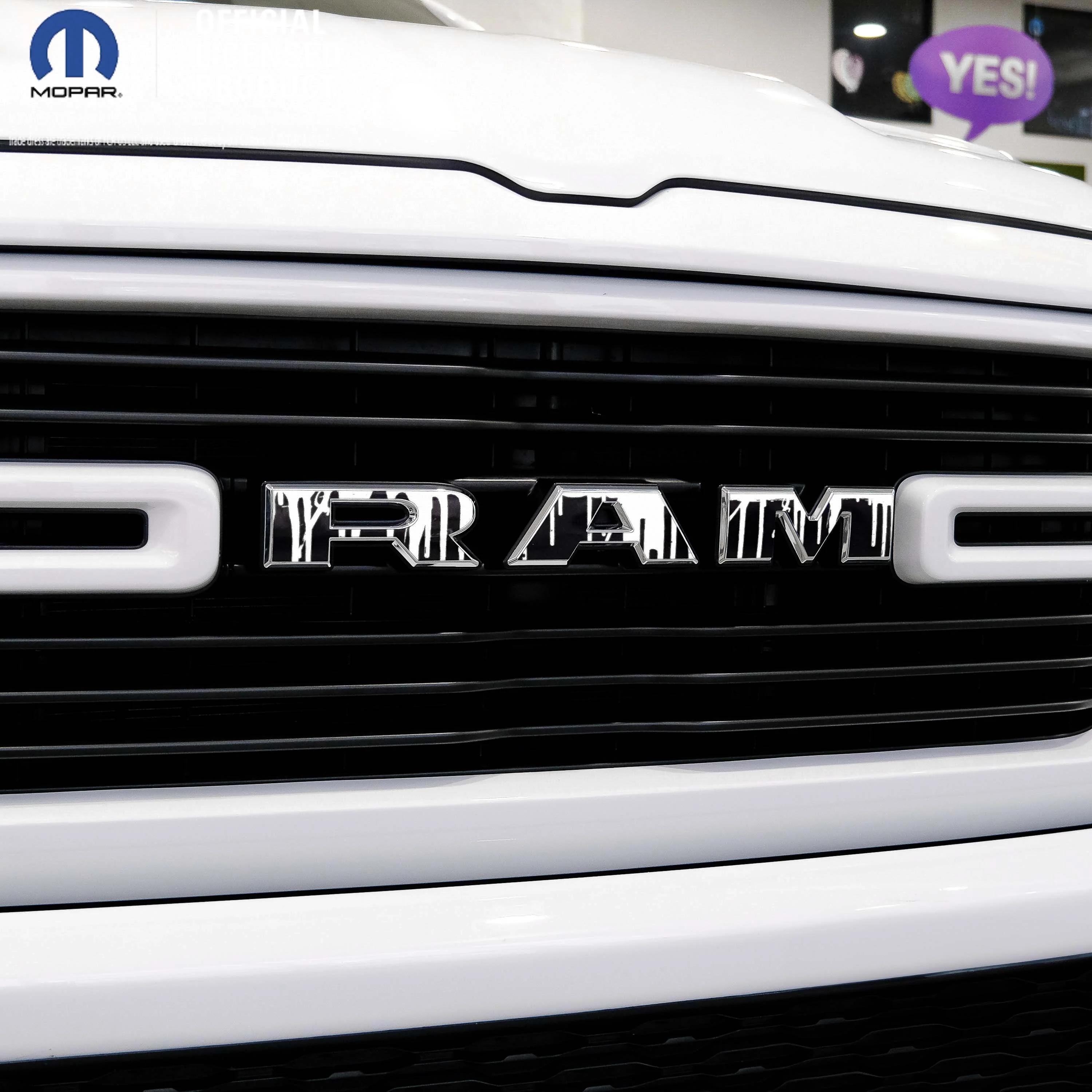 RAM Grill Emblem Overlay Decals DRIPPING WHITE Fits 2009-2026 1500-5500 ...