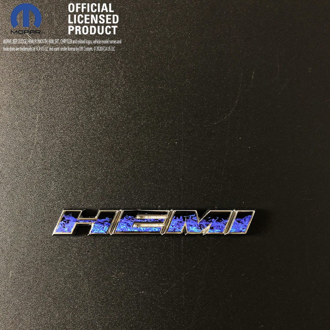 Dodge HEMI Fender Emblem Insert Overlay Decal L&R BLUE Fire Flames Fits ...