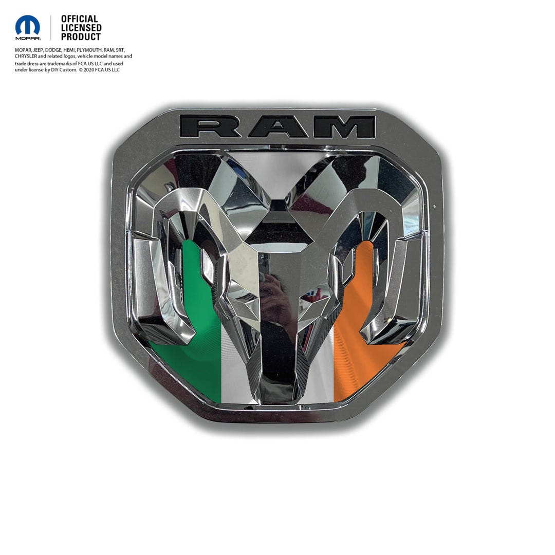 RAM Tailgate RAM Head Emblem Overlay Decals IRELAND Flag Fits 2009-2024 ...