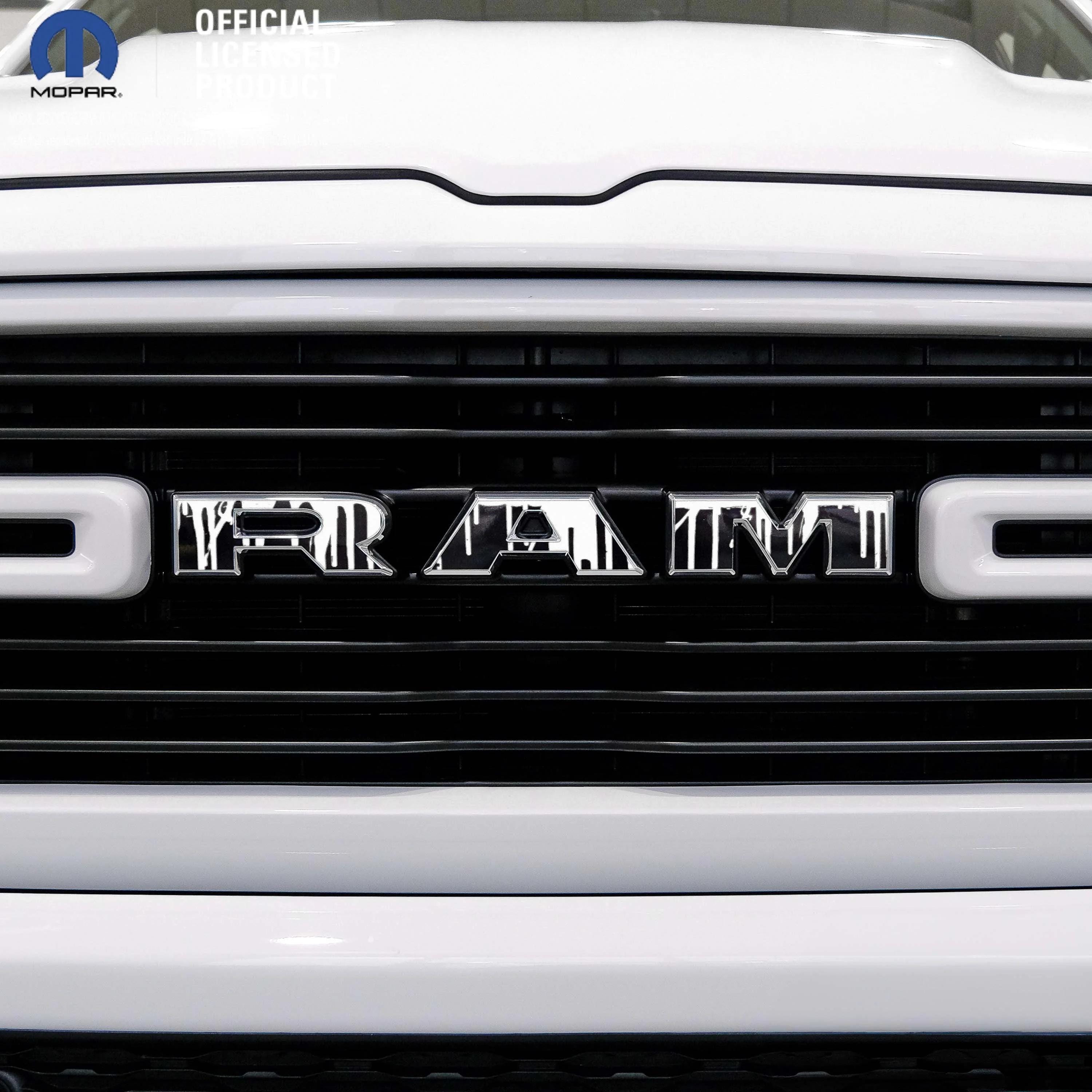 RAM Grill Emblem Overlay Decals DRIPPING WHITE Fits 2009-2026 1500-5500 ...
