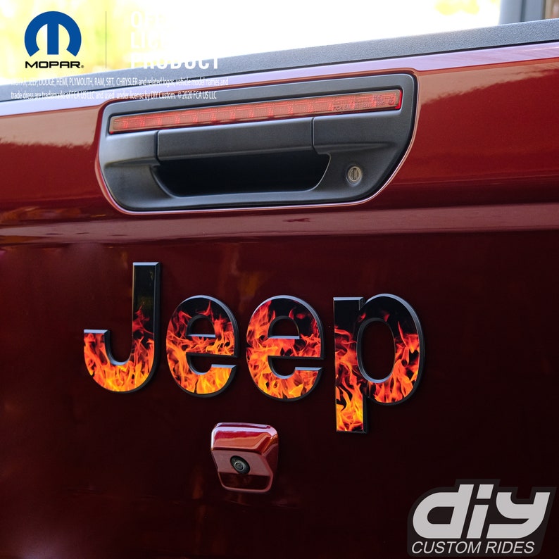 Jeep Gladiator Tailgate Emblem Overlay Decals real Fire - Etsy