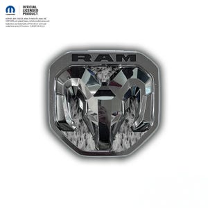 RAM Tailgate RAM Head Emblem Overlay Decals GRAYSCALE Flames Fits 2009 ...