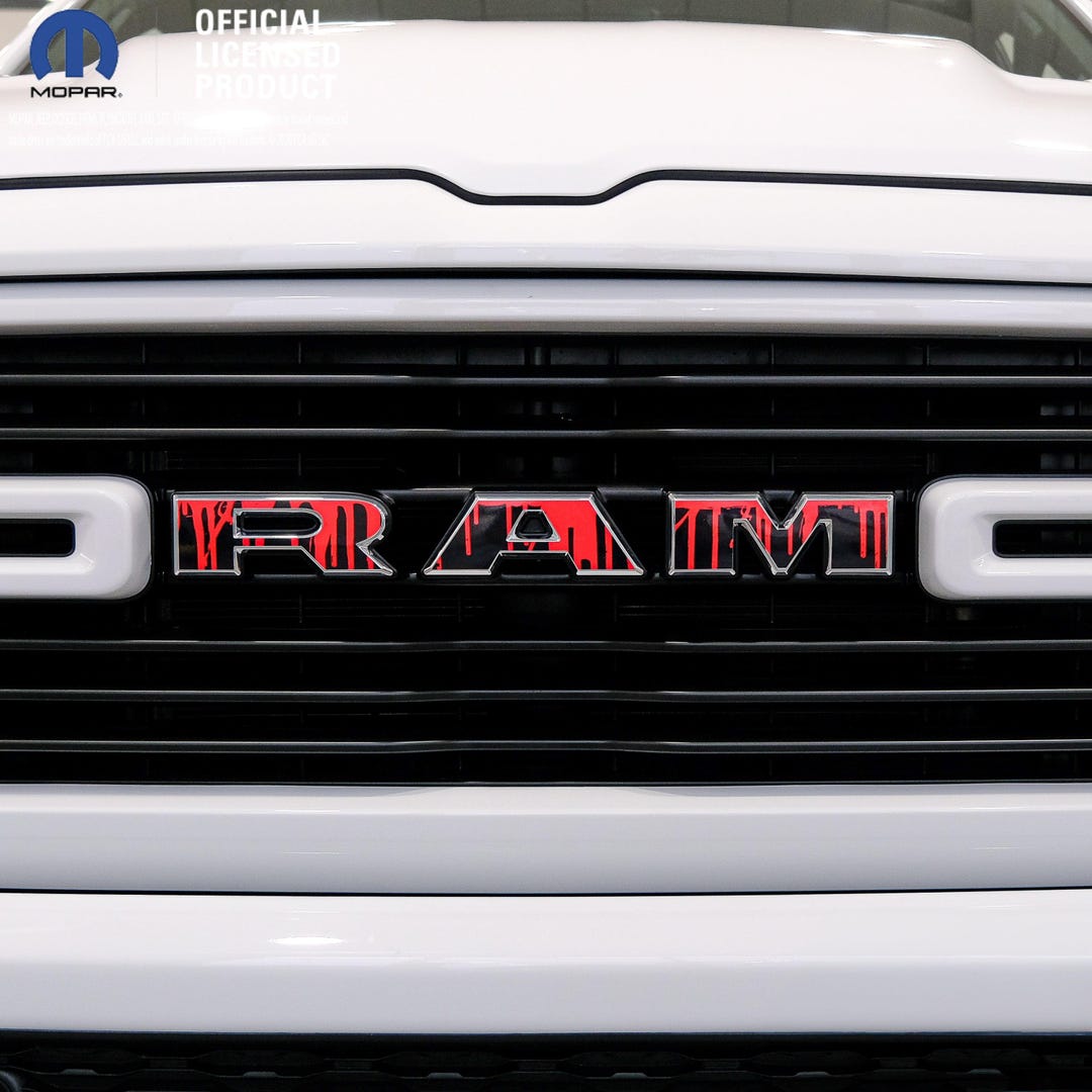 RAM Grill Emblem Overlay Decals DRIPPING RED Fits 2009-2025 1500-5500 ...