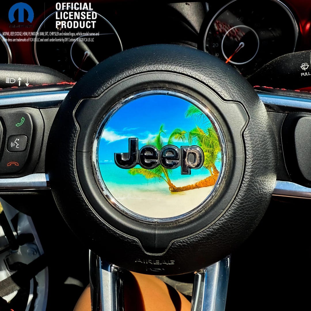 Jeep Wrangler JK Steering Wheel Circle the Beach Vinyl Decal Sticker ...