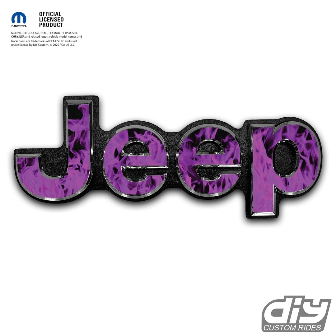 Jeep Emblem Overlay Decals Purple Flames - Etsy