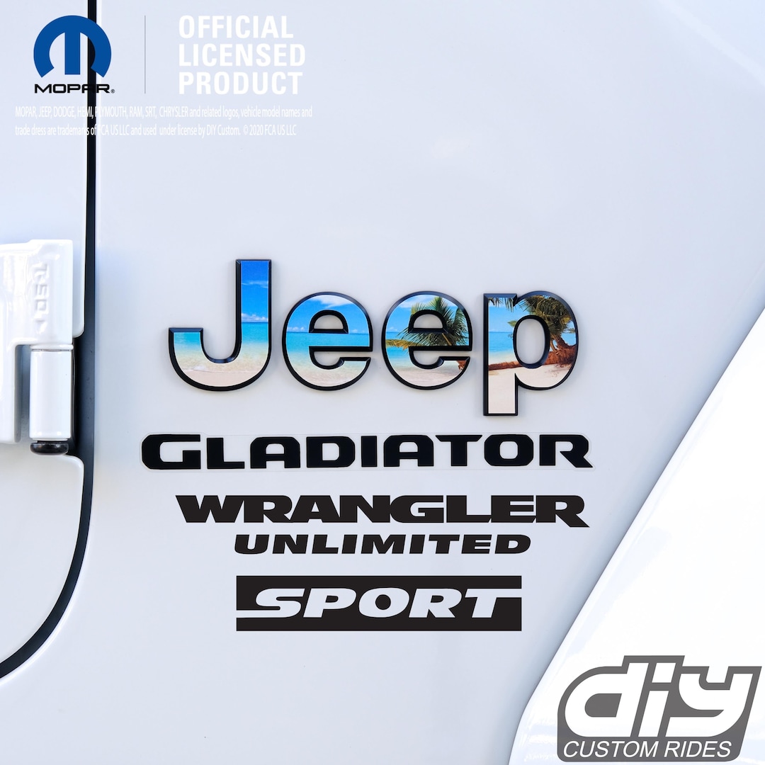 Jeep Wrangler JL Gladiator Fender Emblem Overlay Decals the Beach Fits ...