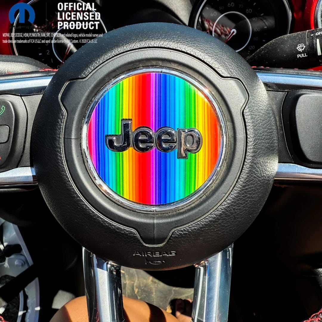 Jeep Wrangler JK Steering Wheel Circle Rainbow Vinyl Decal Sticker 2007 ...