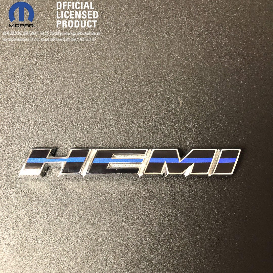 Dodge HEMI Fender Emblem Insert Overlay Decals L&R THIN Blue Line Fits ...