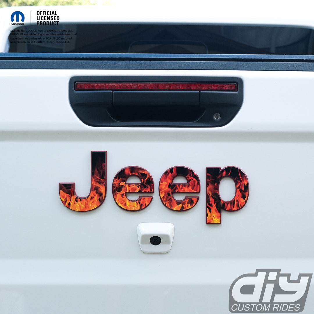 Jeep Gladiator Tailgate Emblem Overlay Decals real Fire - Etsy