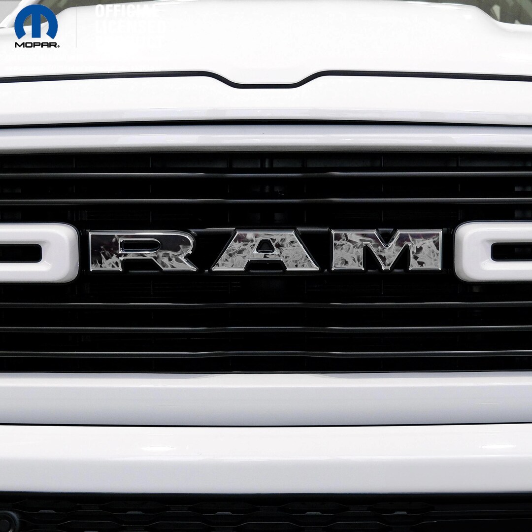 RAM Grill Emblem Overlay Decals GRAYSCALE FIRE Flames Fits 2009-2026 ...