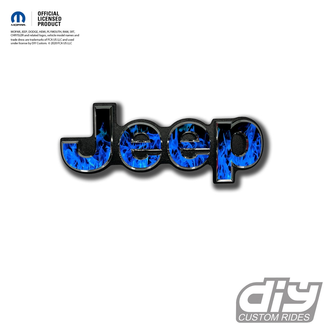 Jeep Emblem Overlay Decals Blue Flames - Etsy