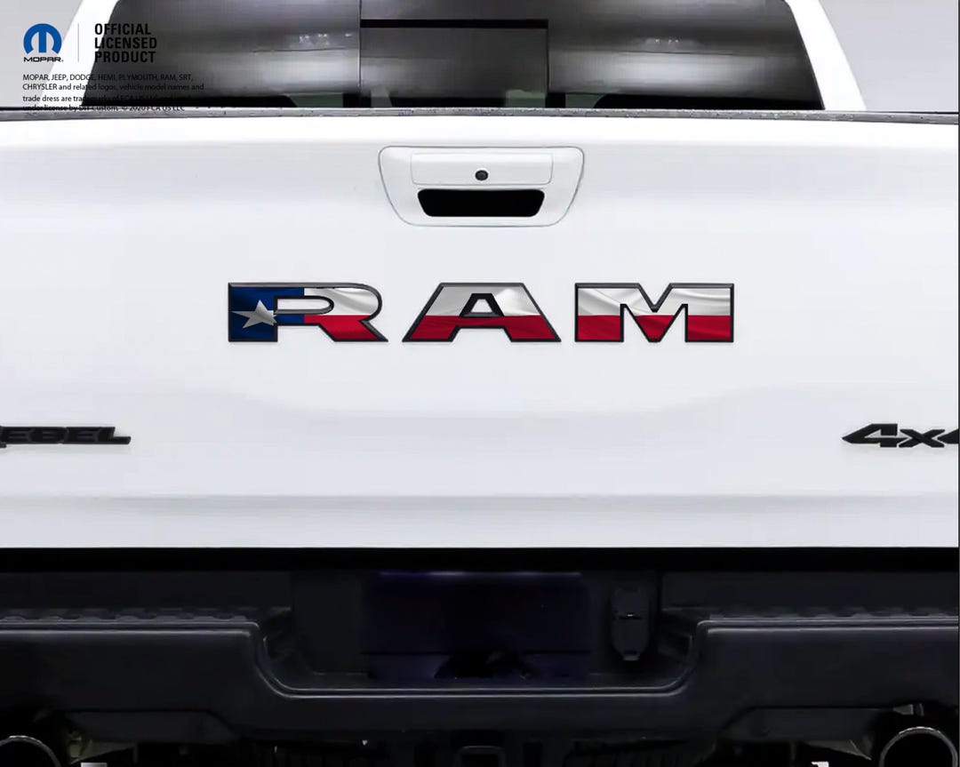 RAM Tailgate Letters Overlay Decals Texas Flag Fits 2009-2025 Trucks - Etsy