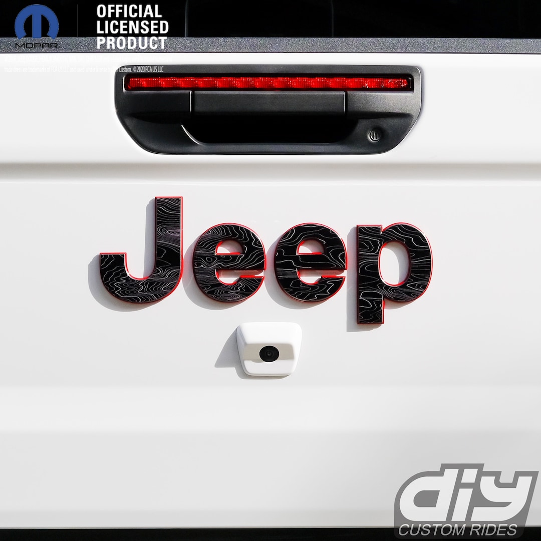 Jeep Gladiator Tailgate Emblem Overlay Decals Black/gray Topo - Etsy