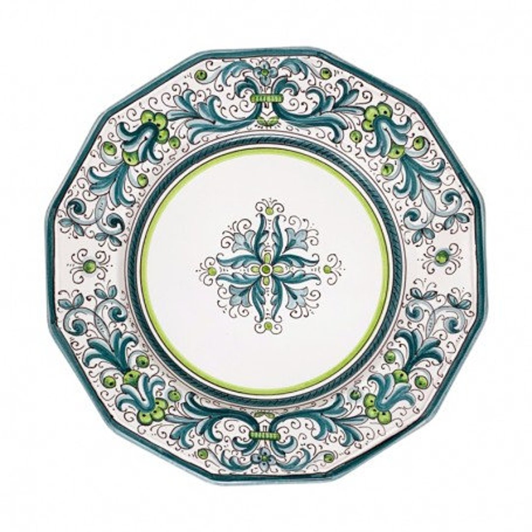 Ricco Deruta Green Dinner Plate EXCLUSIVE SHAPE - Etsy