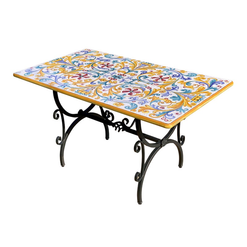 Hand Painted Lava Stone Table With Grottesche Decoration - Etsy