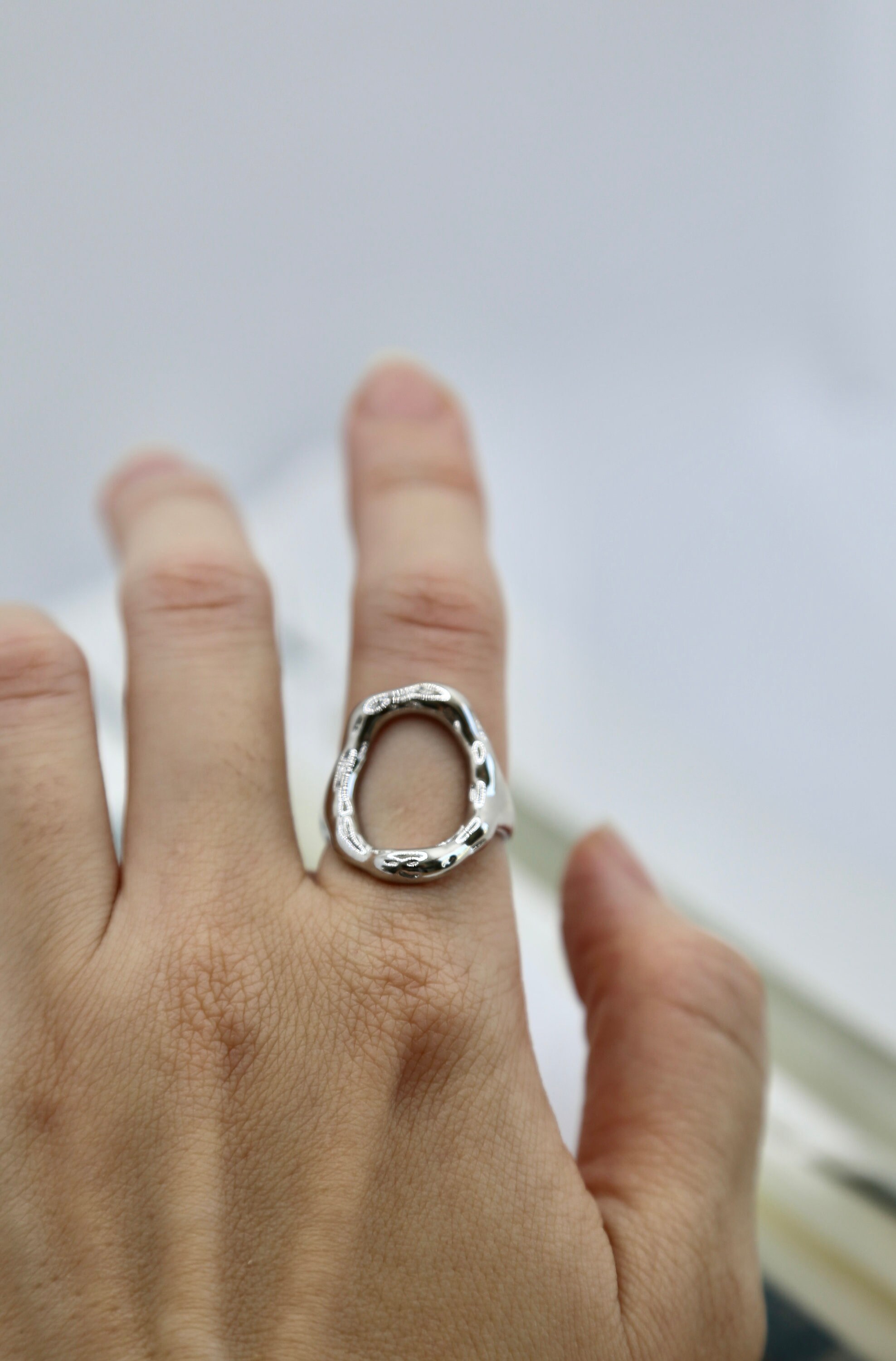 Big Oval Statement Ring, Big Circle Ring, Minimalist Statement Ring ...