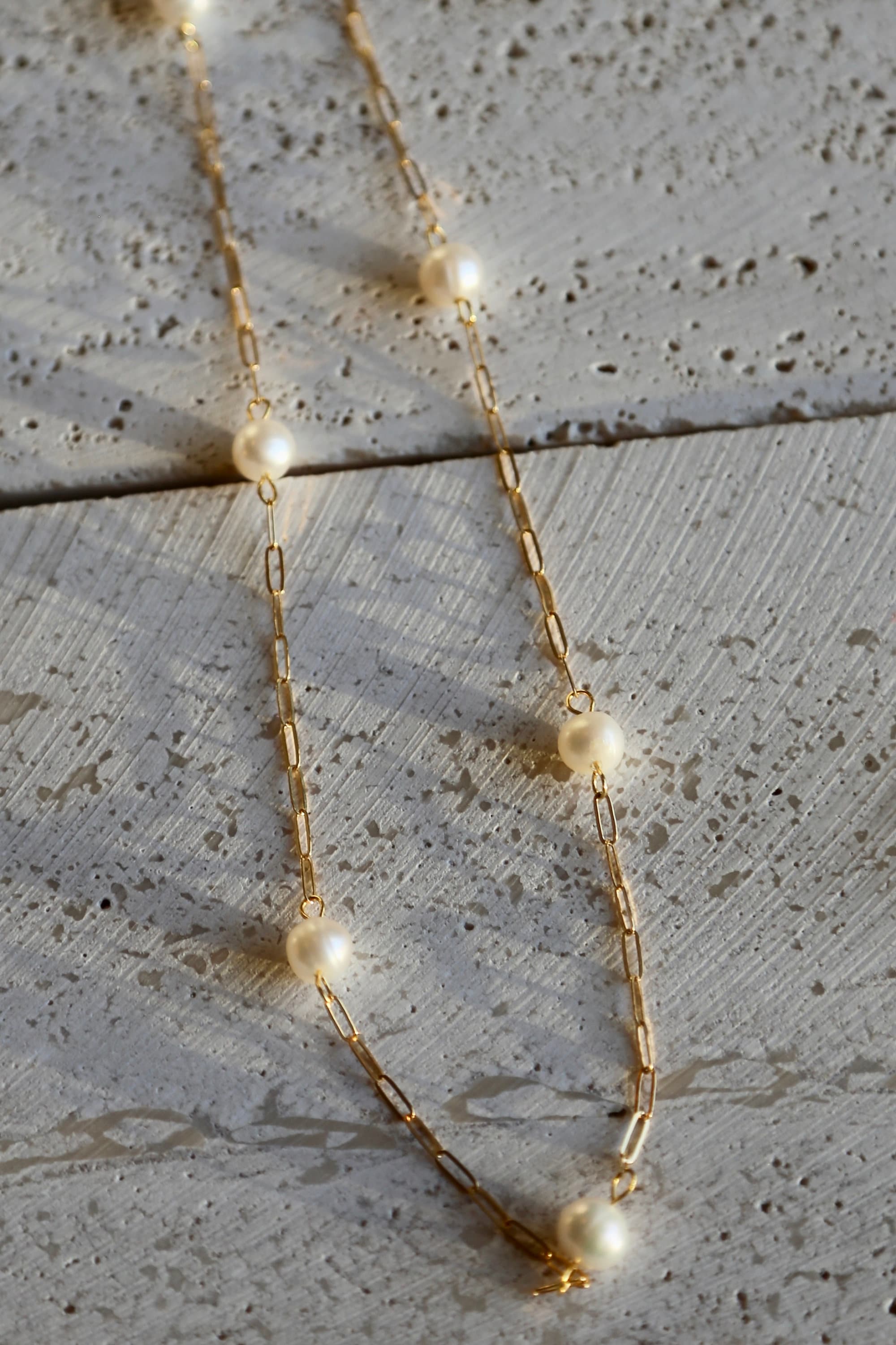 18k Gold Filled Paper Clip Chain Necklace: Freshwater Pearl - Etsy