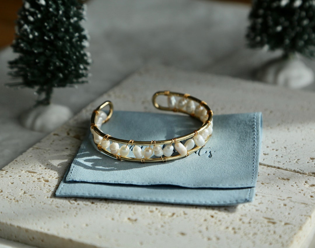 Freshwater Pearl Wire Cuff Bracelet, Wire Cuff Bracelet, Freshwater ...
