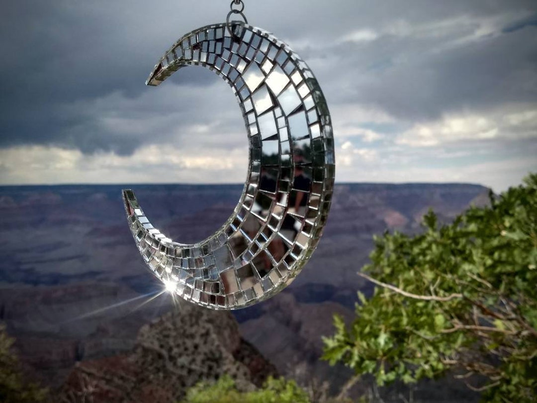 Spinning Disco Luna Crescent Moon Mirror Mosaic - Etsy