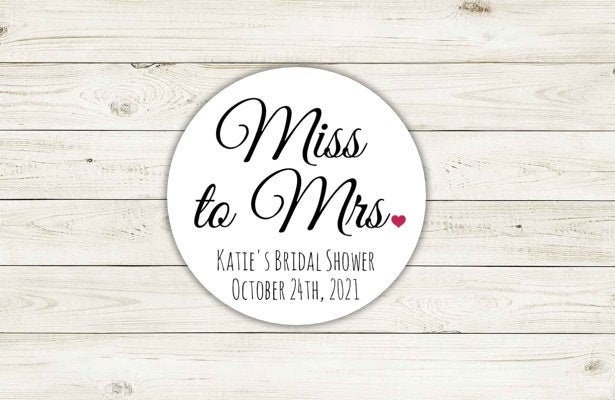 Miss To Mrs Stickers, Wedding Favor Stickers, Bridal Shower Favor ...