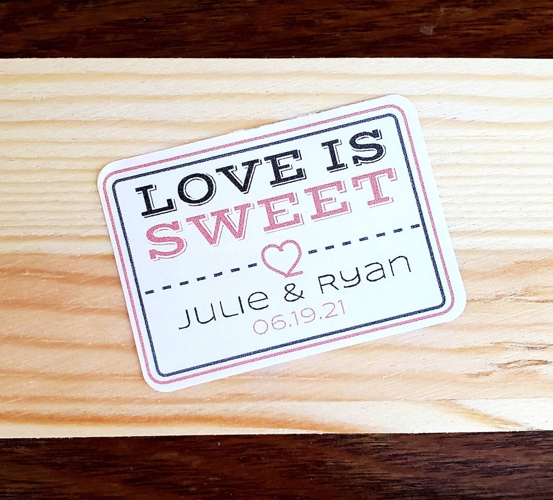 Love is Sweet Wedding Stickers, Love is Sweet Favor Labels, Custom ...