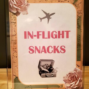 In-flight Snacks Sign, Travel-themed Baby Shower, Travel-themed Bridal ...