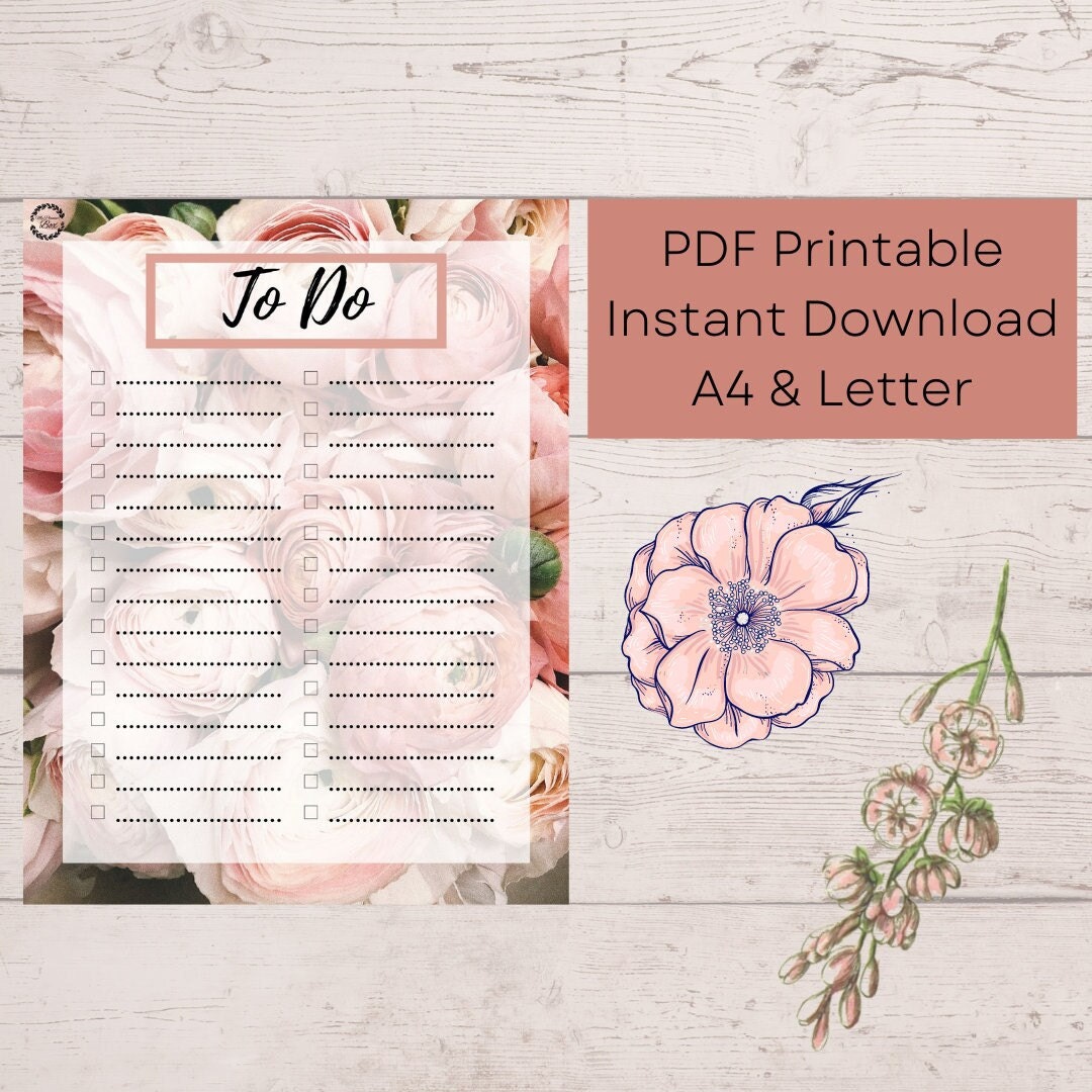Floral to Do List for Productivity (instant Download) - Etsy