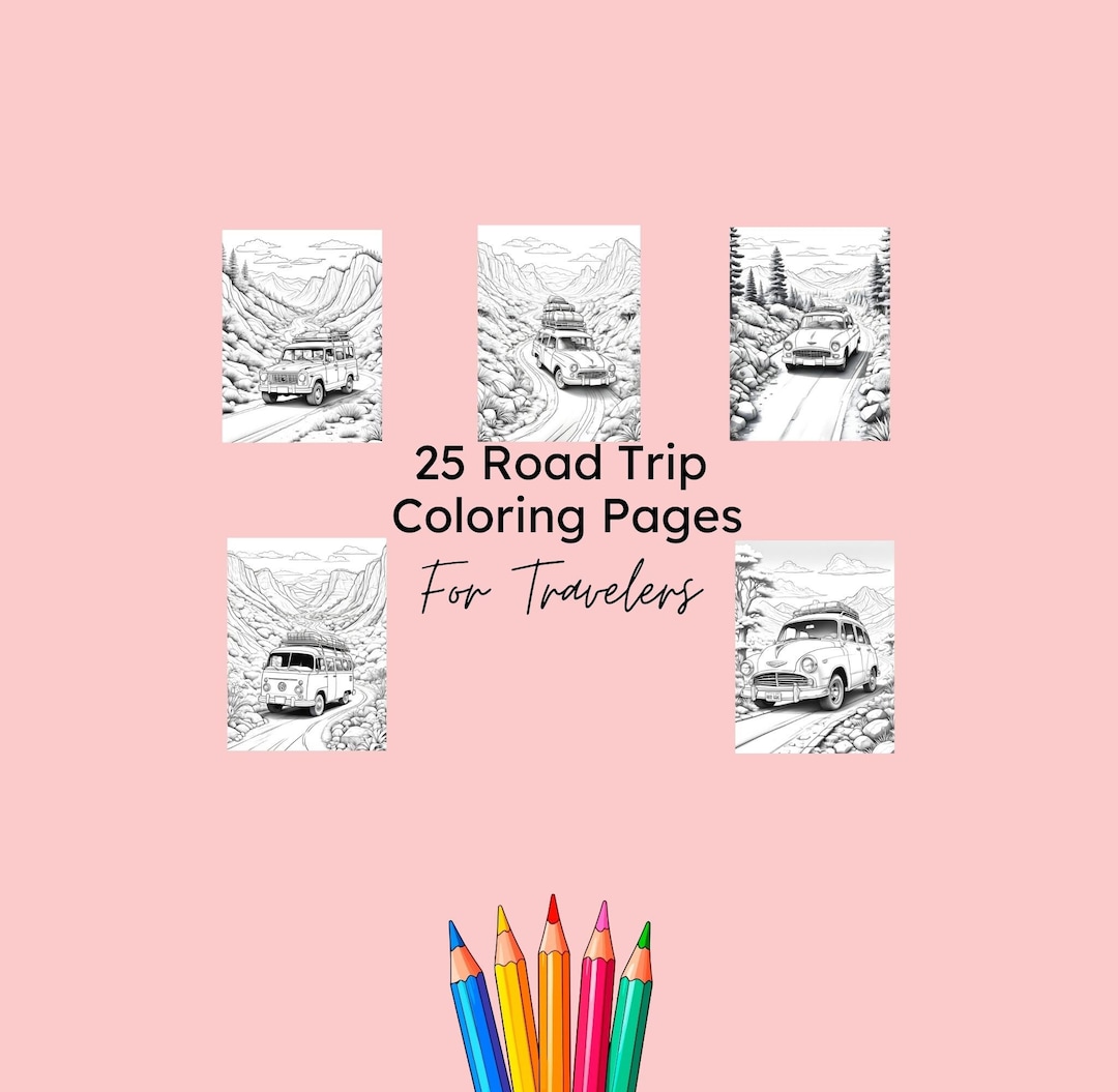 25 Road Trip Coloring Pages Printable Road Trip Coloring Sheets Travel ...