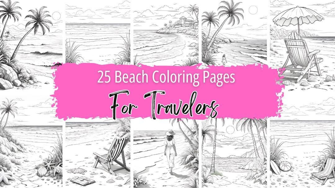 25 Beach Coloring Pages Printable Beach Coloring Sheets Travel Coloring ...
