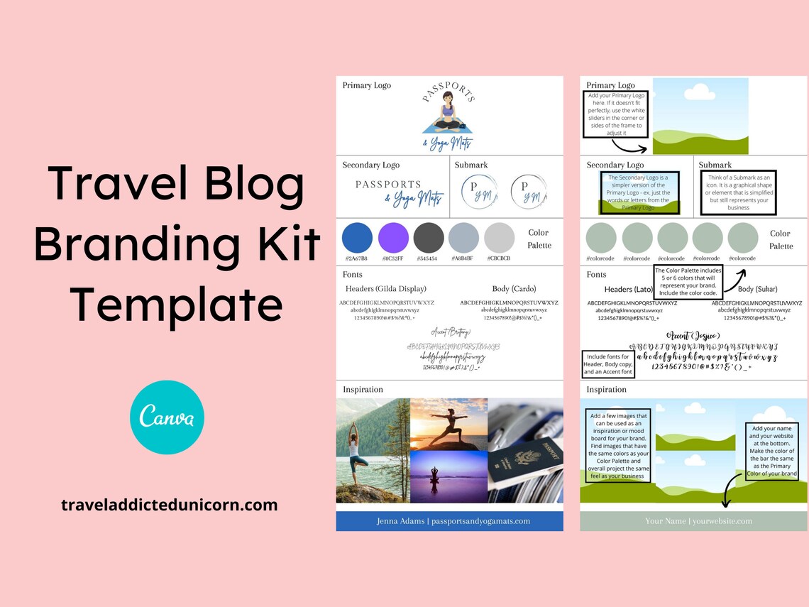 Travel Blog Branding Kit Template Canva Templates Travel - Etsy