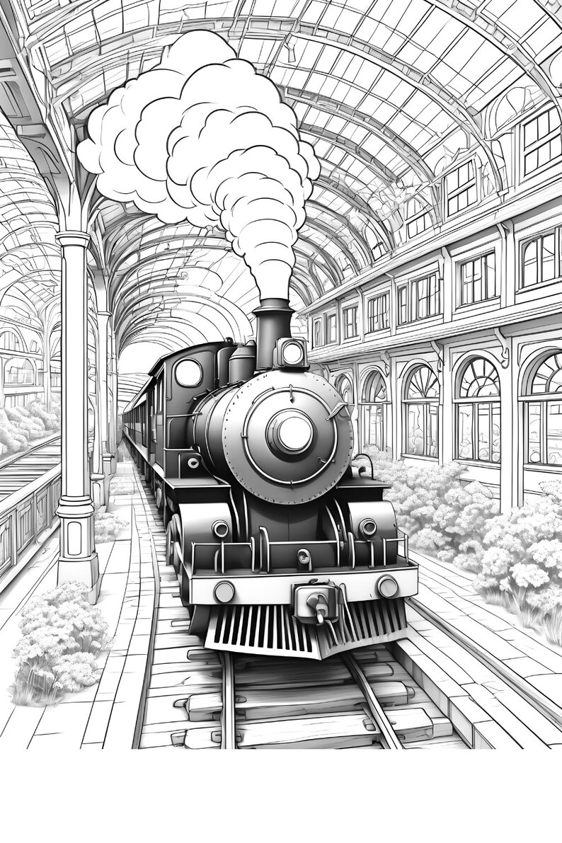 20 Train Coloring Pages for Adults | Printable Train Coloring Sheets ...